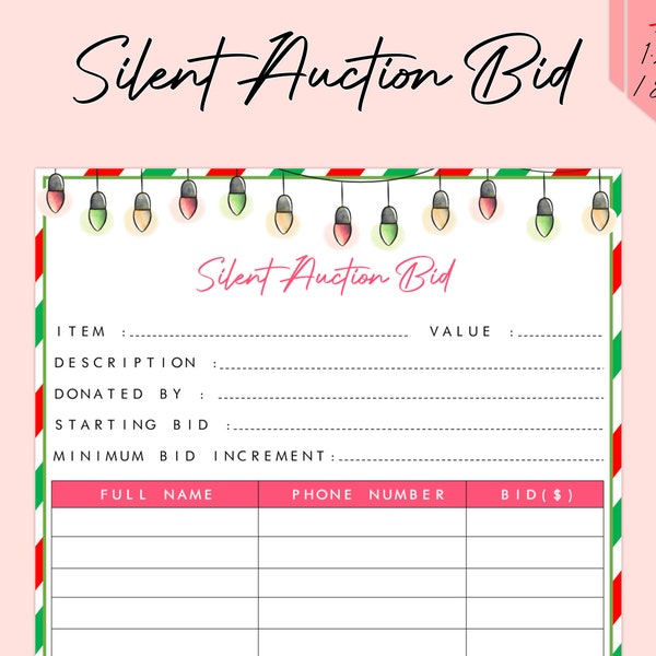Silent Auction Registration Sheet - Etsy