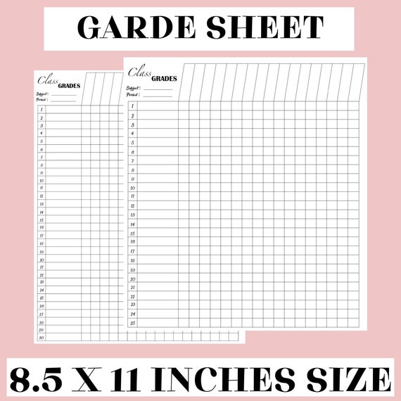 Grade Sheet Grade Book Grade Tracker Teacher Gradebook 5 - Etsy