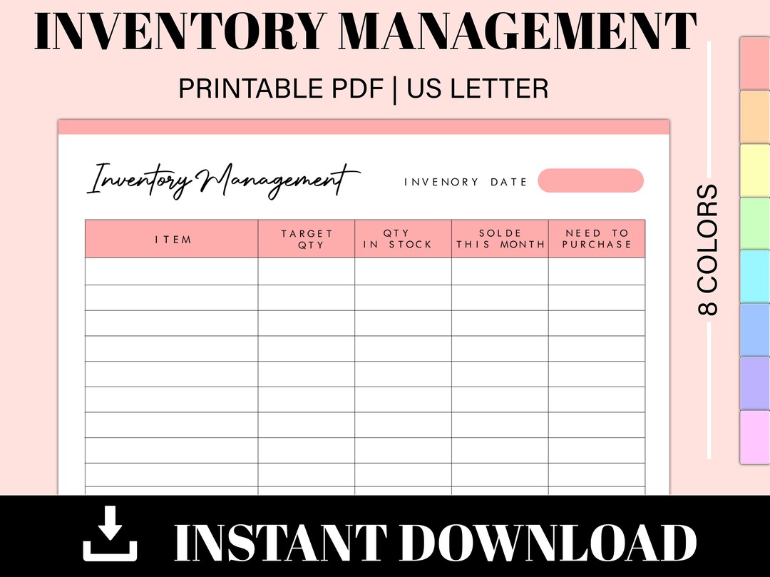 Inventory Management Printable | Small Business Inventory | Inventory ...