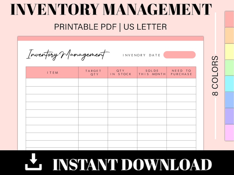 Inventory Management Printable | Small Business Inventory | Inventory ...