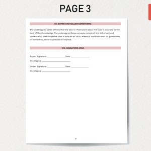 Editable Boat Bill of Sale Template | Printable Canva Design | Legal ...