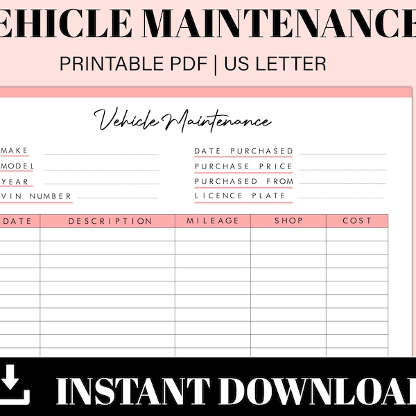 Car Maintenance Checklist Printable - Etsy