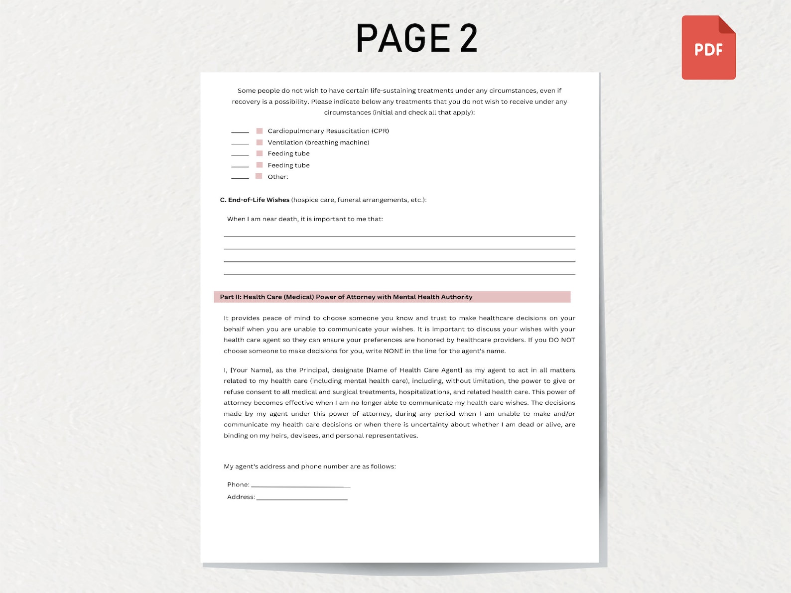 Editable Living Will Kit: Healthcare Power of Attorney (printable ...