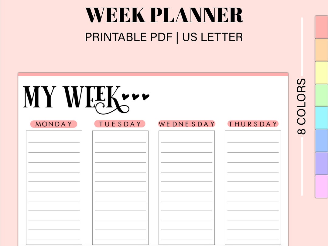 Weekly to Do List Printable | Minimalist Weekly Planner | Weekly Agenda ...