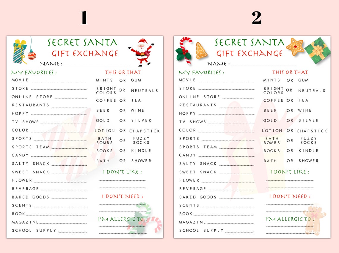 Printable Secret Santa Gift Exchange | Christmas Secret Santa ...
