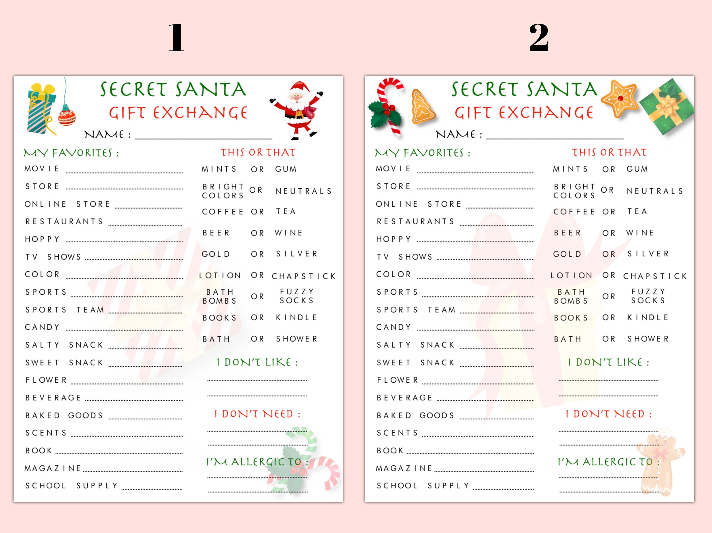 Printable Secret Santa Gift Exchange | Christmas Secret Santa ...