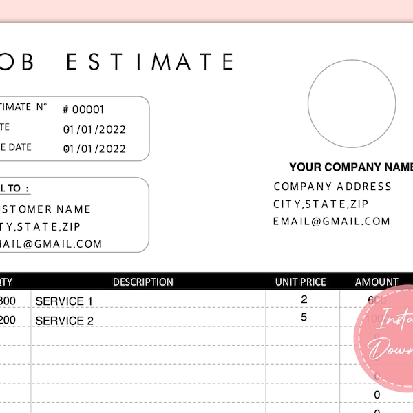 Custom Estimate Template - Etsy
