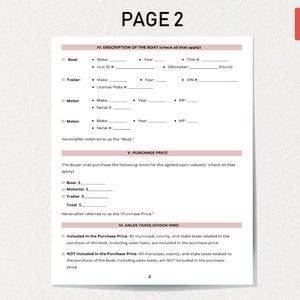 Editable Boat Bill of Sale Template | Printable Canva Design | Legal ...
