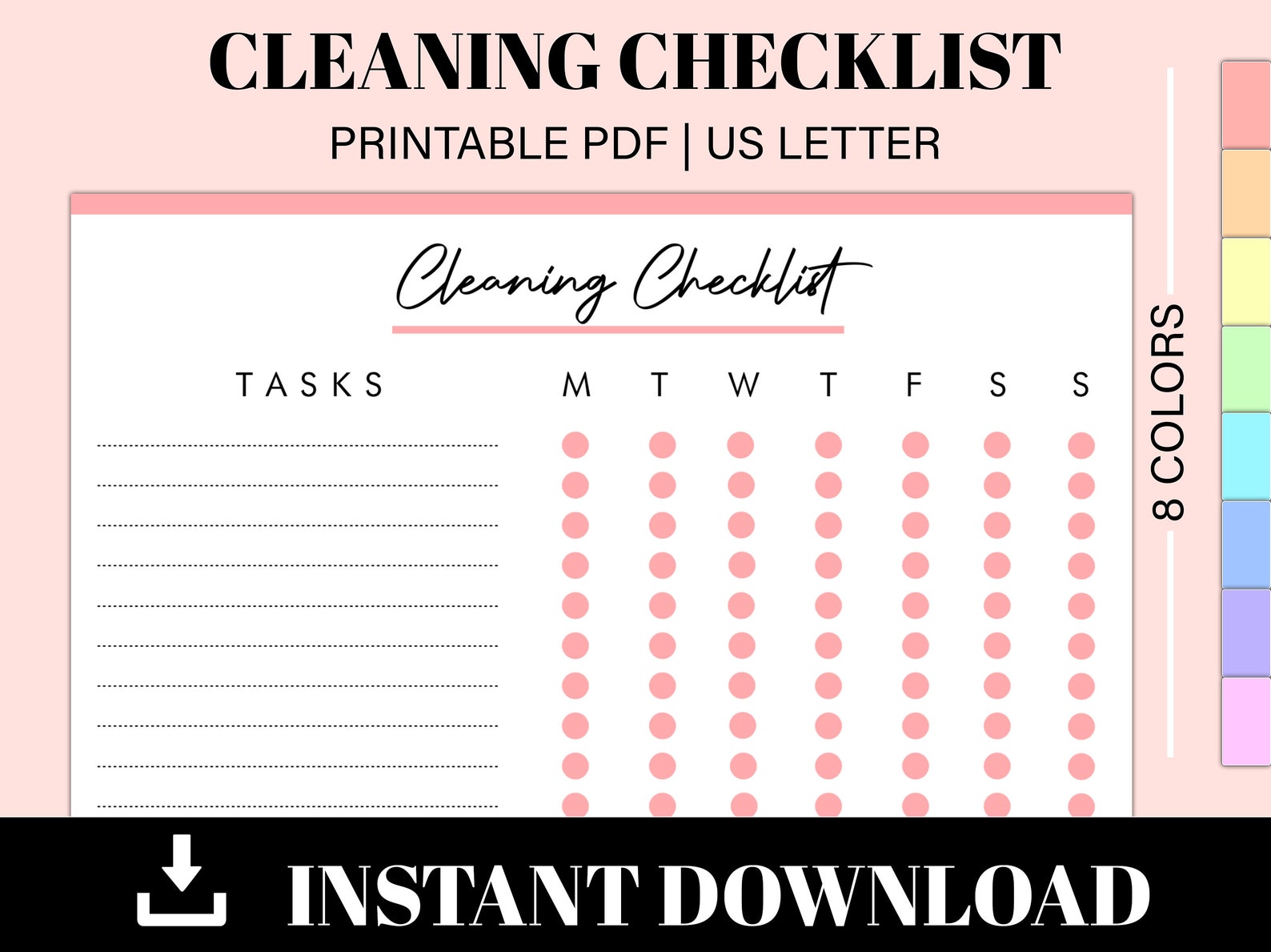 Printable Cleaning Task Tracker | Home Cleaning Checklist | Cleaning ...
