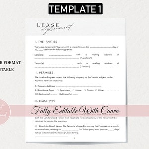 Editable Lease Agreement Template: Landlord-tenant Contract (digital ...