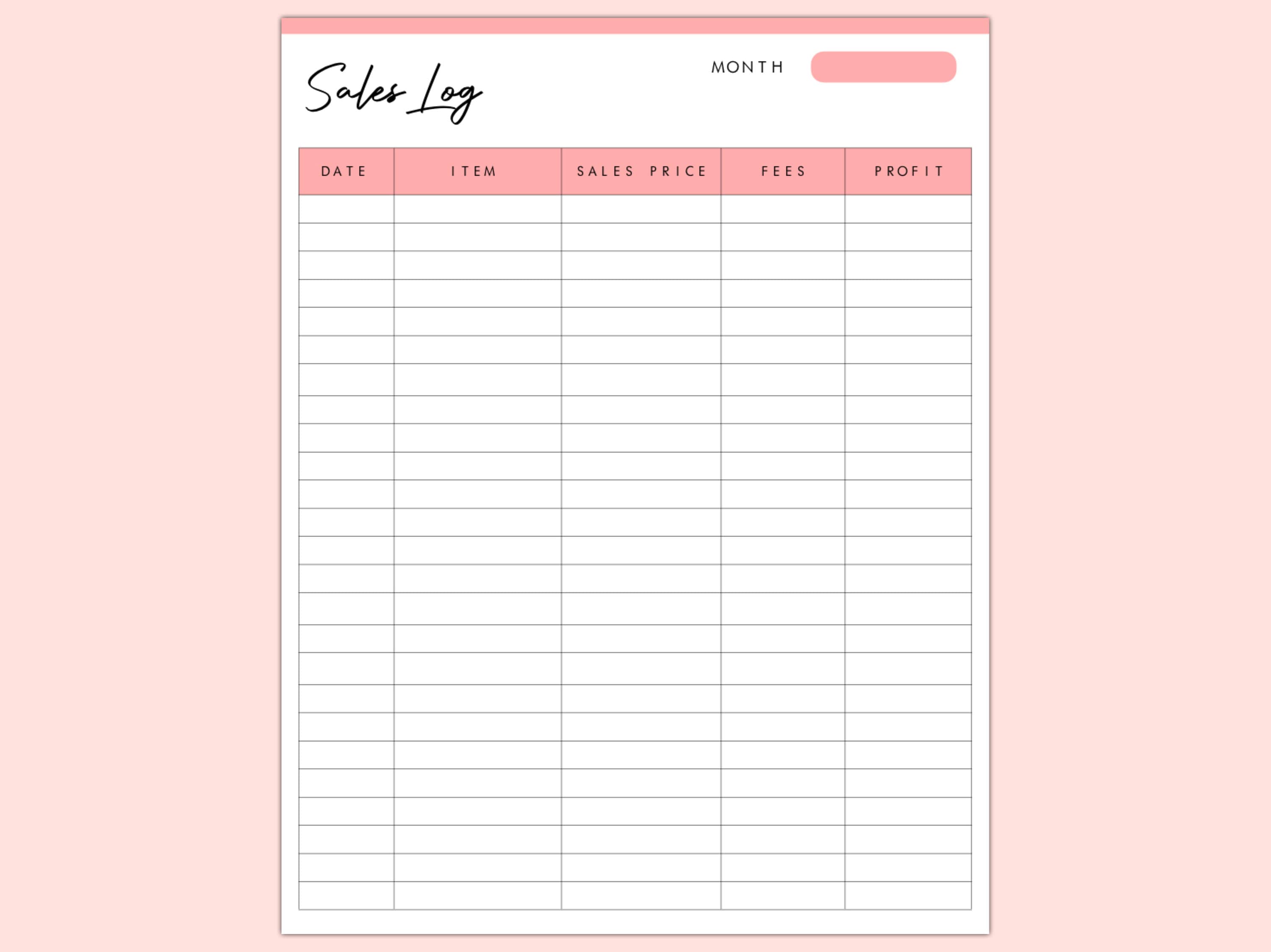 Sales Log Printable | Orders Log | Business Sales | Sales Log | Sale ...