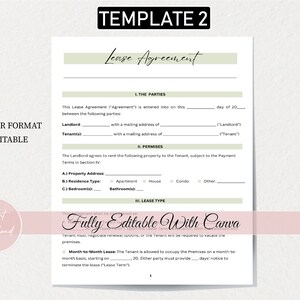 Editable Lease Agreement Template: Landlord-tenant Contract (digital ...