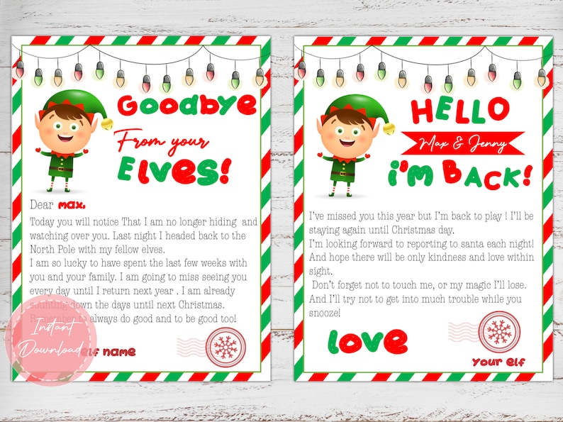 Editable Goodbye Elf Letter I'm Back Elf Letter Letter From Elf Elf ...