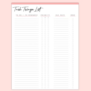 Printable Task Triage | to Do List | Task List | Triage List | Triage ...
