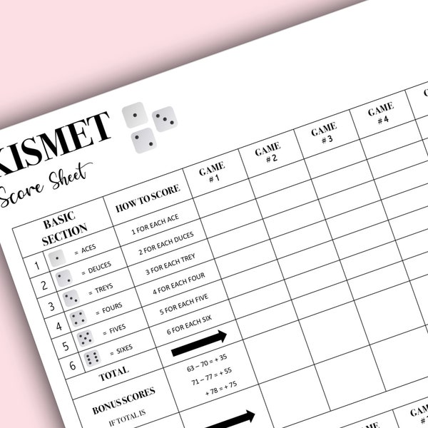 Kismet Score Sheet - Etsy