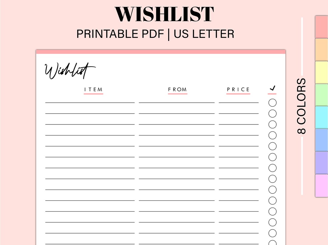 Wishlist Printable Tracker | Christmas | Birthday | Holiday | Shopping ...