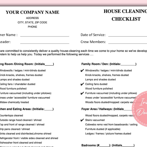 House Cleaning Checklist - Etsy