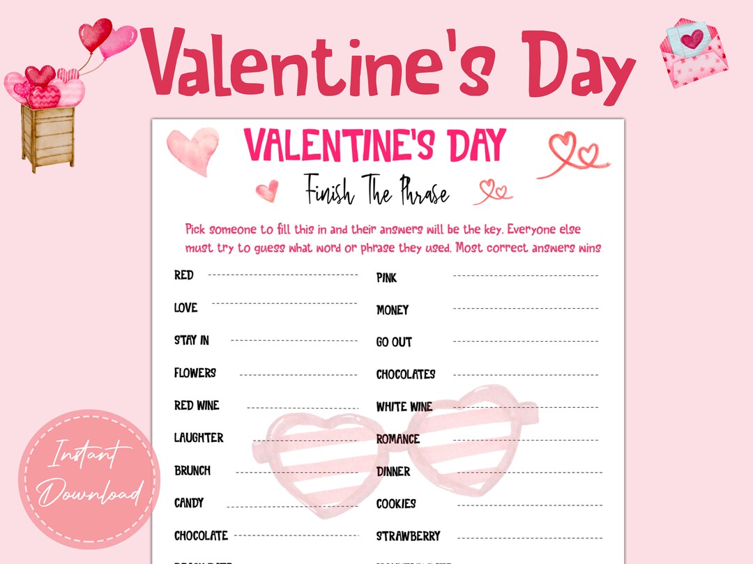 Valentine's Day Finish the Phrase Game | Fun Valentine's Day Games ...