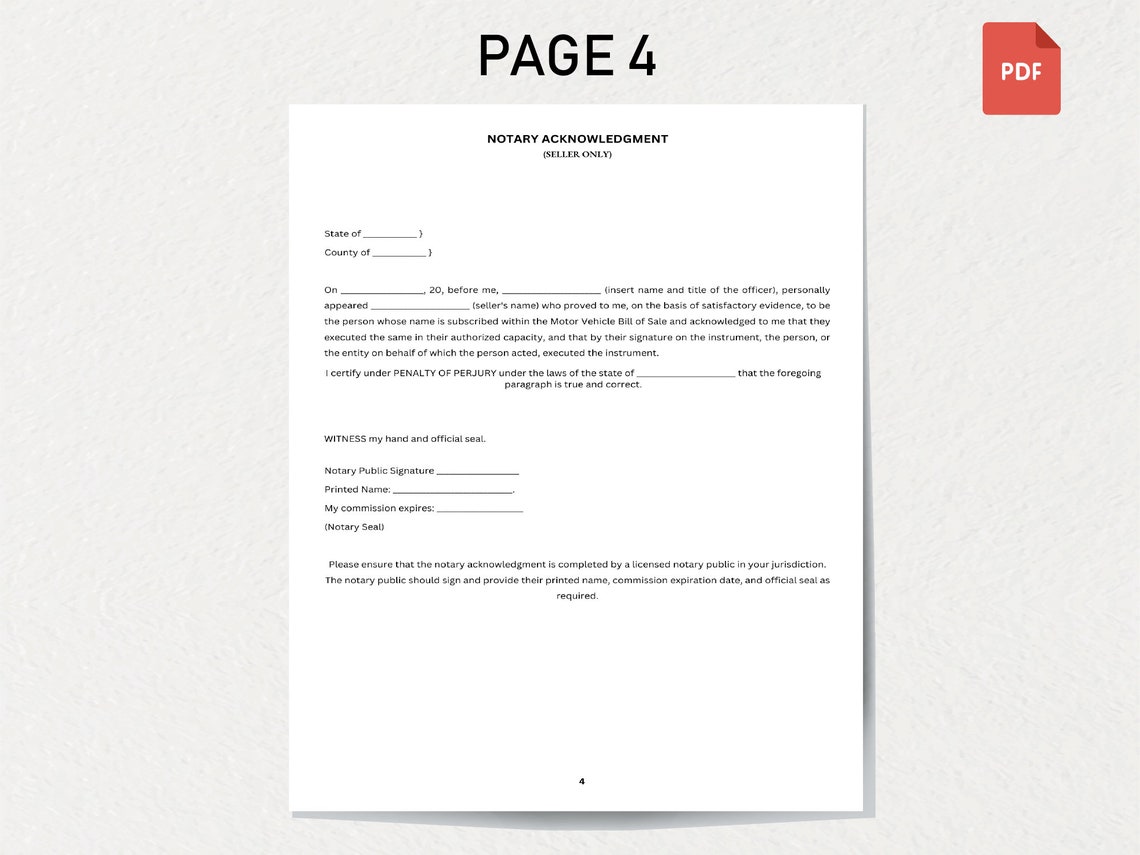 Dmv-approved Motor Vehicle Bill of Sale Template | Private Car Sale ...