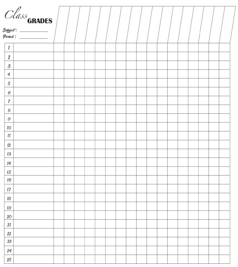 Grade Sheet, Grade Book, Grade Tracker, Teacher Gradebook, ( 5 Class ...