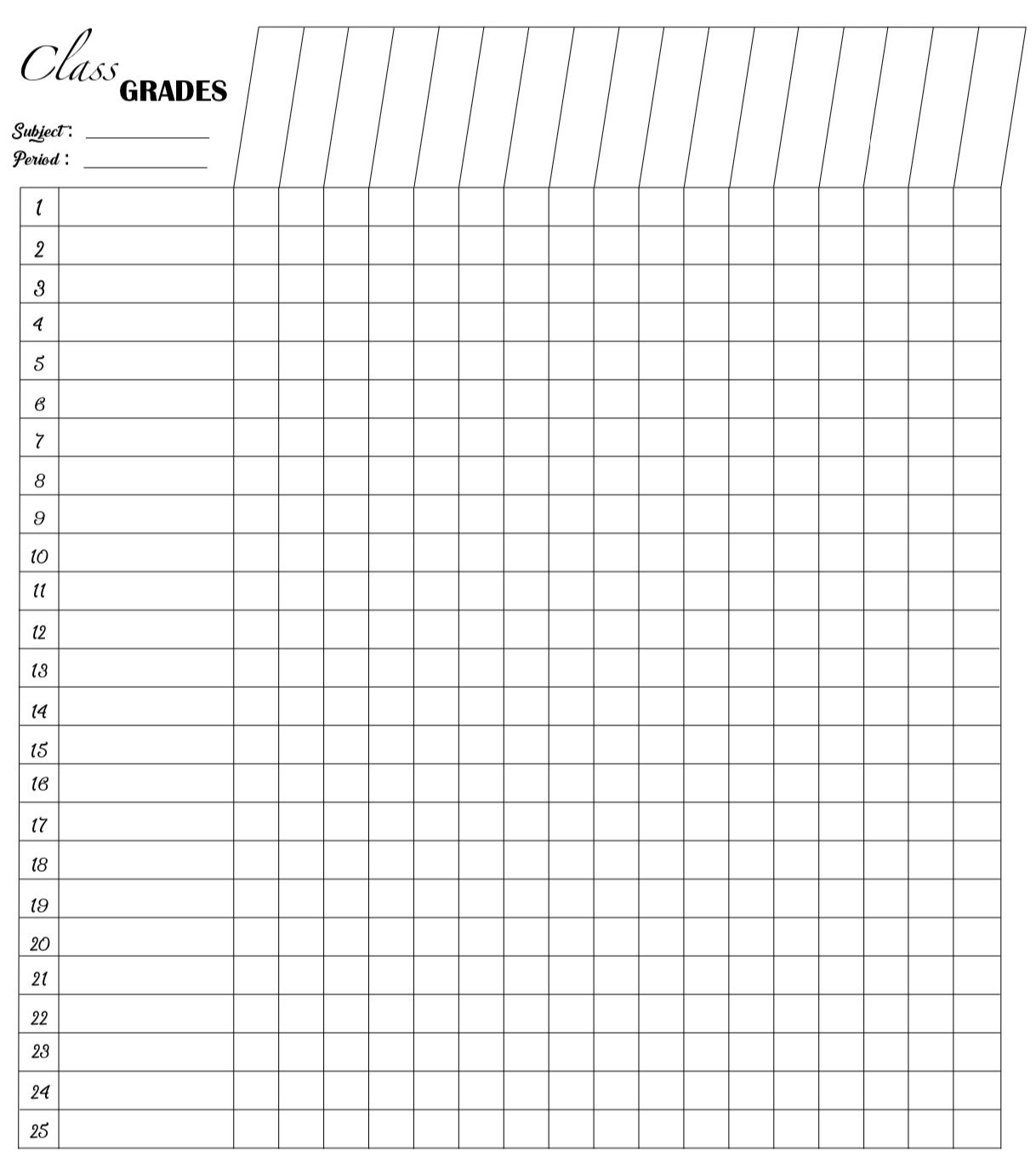 Grade Sheet, Grade Book, Grade Tracker, Teacher Gradebook, ( 5 Class ...