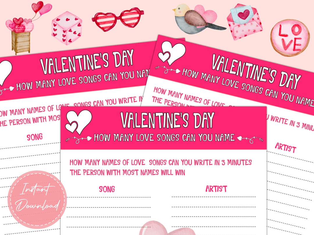 How Many Love Songs Can You Name Game | Fun Valentine's Day Games ...