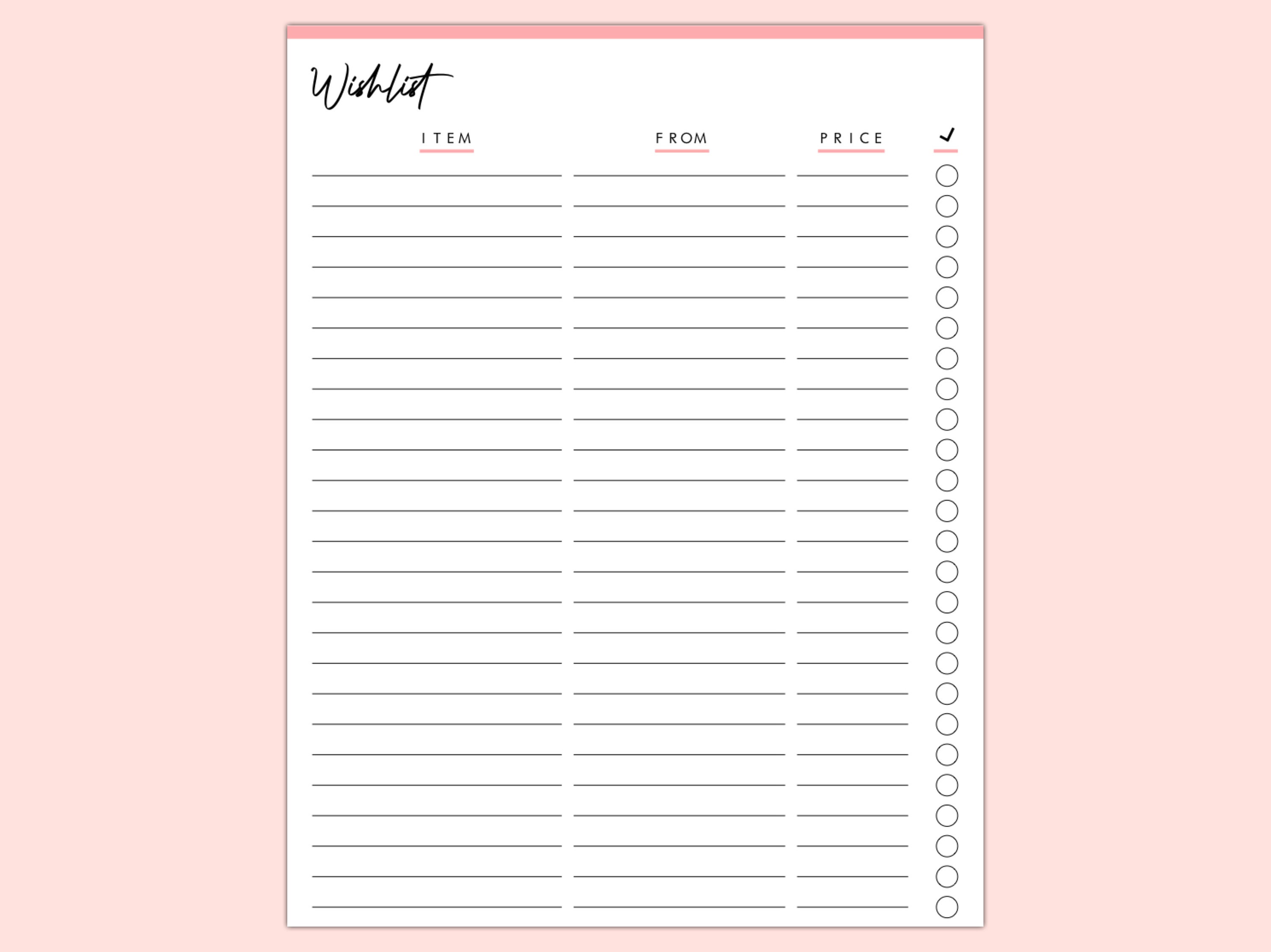 Wishlist Printable Tracker | Christmas | Birthday | Holiday | Shopping ...