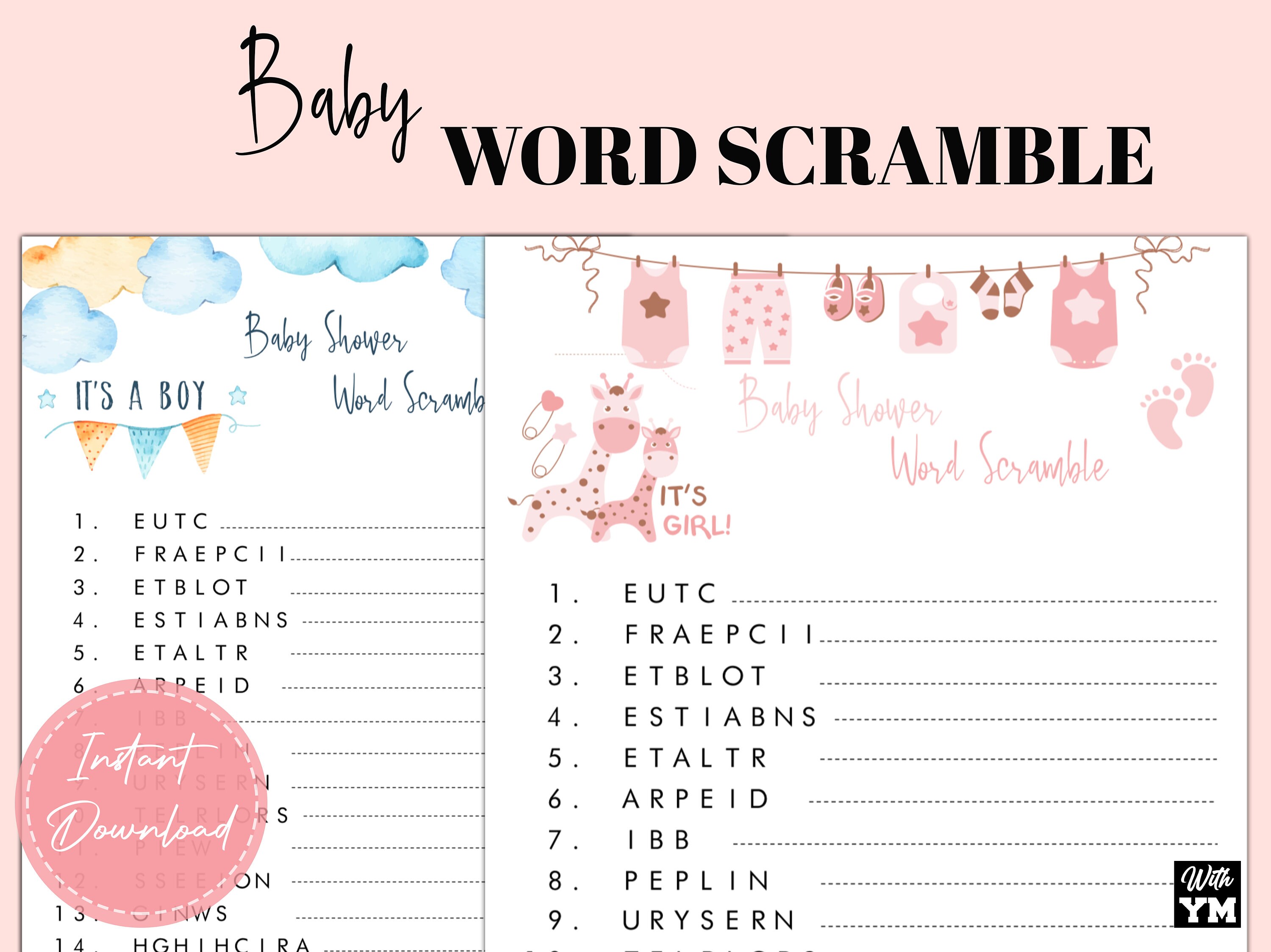 Baby Shower Printable Team Game | Company Work Party Game | Baby Shower ...