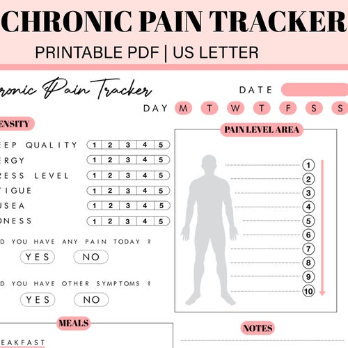 Printable Chronic Pain Tracker Daily Pain Journal Pain Log - Etsy