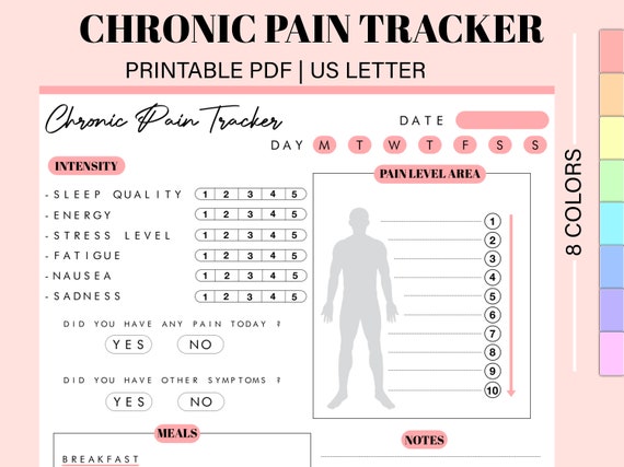 Pain Tracker Chronic Pain Tracker Fibromyalgia Journal - Etsy