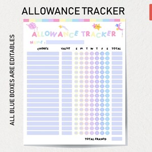 Editable Kid's Allowance Tracker: Fun & Interactive Digital Tool for ...