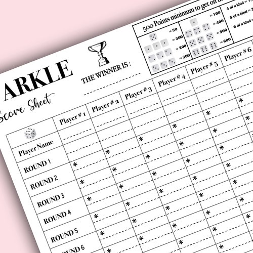 Farkle Score Card Printable File PDF Download 8.5x11 - Etsy