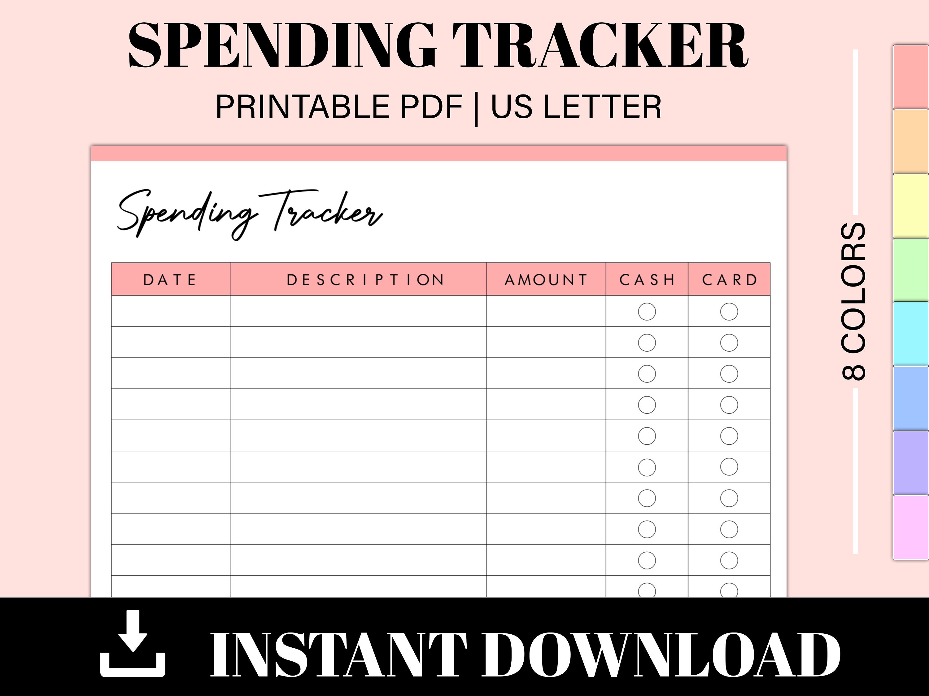 Printable Spending Tracker | Expense Tracking | Budget Planner ...