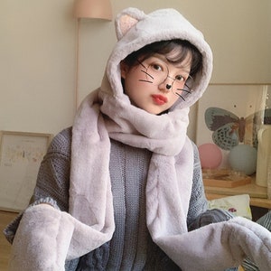 Winter Cute Cat Ear Warm Hat for Women Winter Hat With Earflap - Etsy