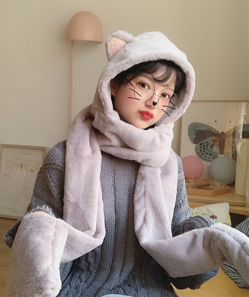 Winter Cute Cat Ear Warm Hat for Women Winter Hat With Earflap - Etsy