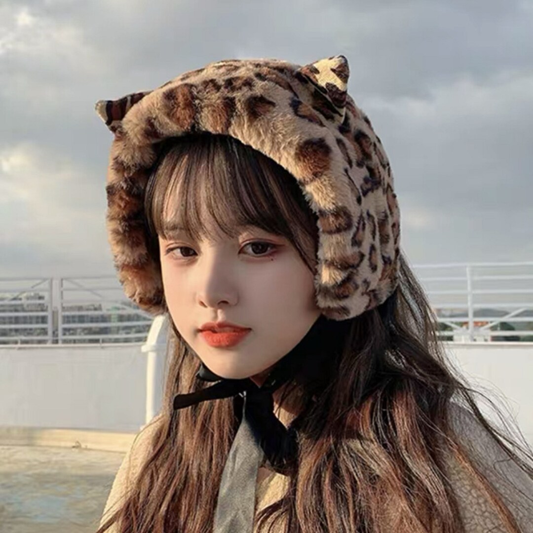 Leopard Earmuffs for Female Autumn Warm Cat Ears Winter - Etsy