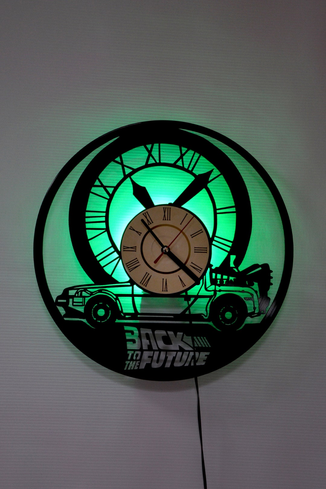 Time Machine Clock - Vinyl Record Cut Out Clock - Man Cave Wall Decor ...