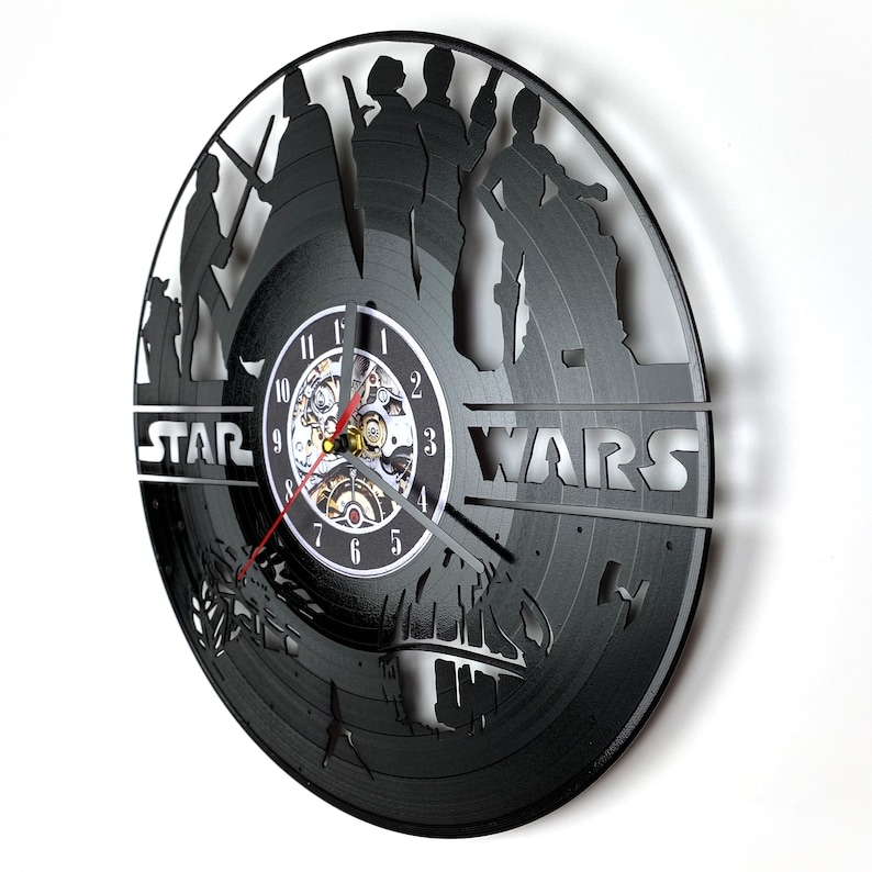 Starwar Clock, Vinyl Clock, Star War Gift Wall Clock, Home Cinema Decor ...