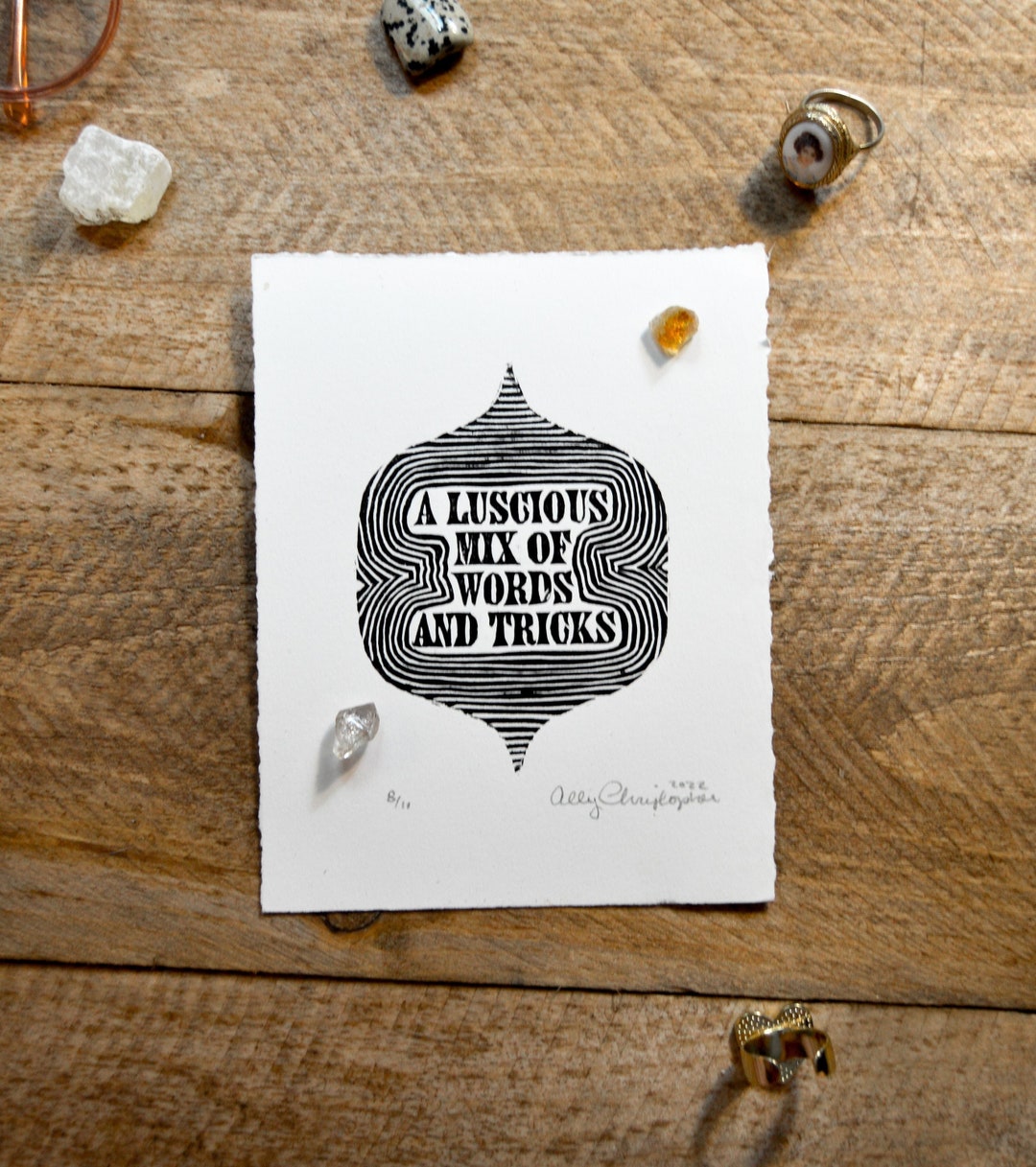 Caring is Creepy Linocut Relief Print - Etsy