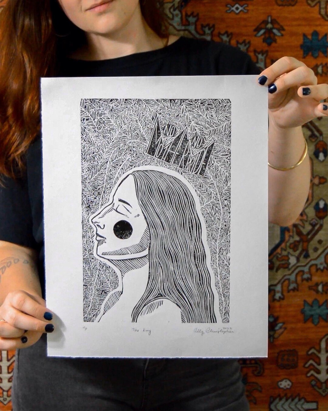The King Linocut Relief Print Artist Proof - Etsy
