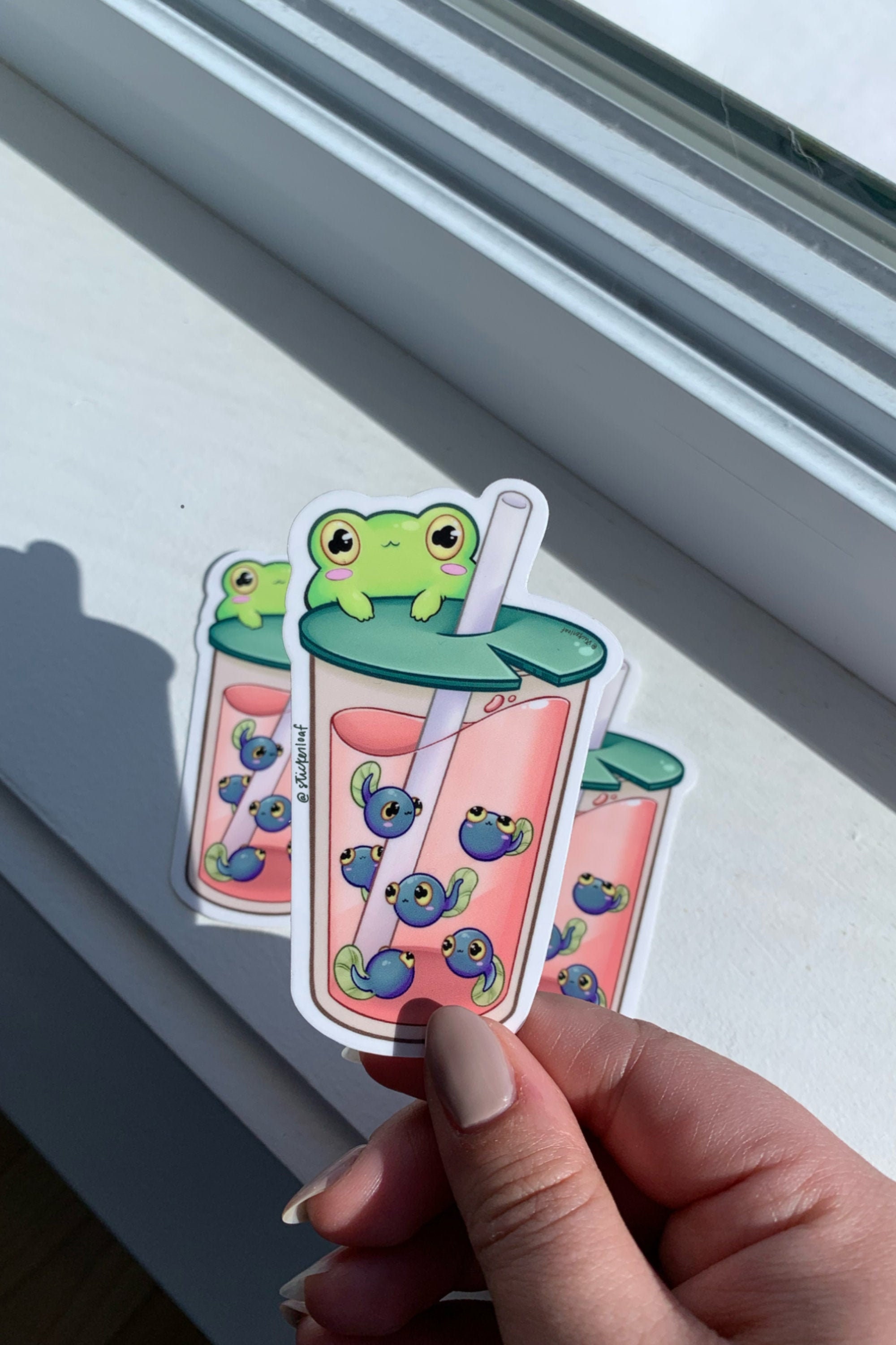 Bubble tea tadpole sticker cute frog & tadpole weather and | Etsy
