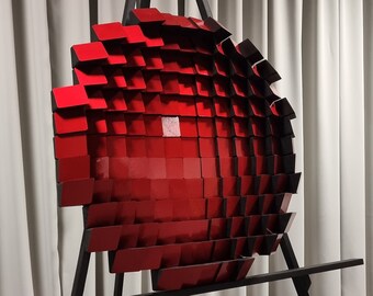 Wood Wall Art - Amazing Art - Sound Diffuser - Metallic Red Wood Panel ...