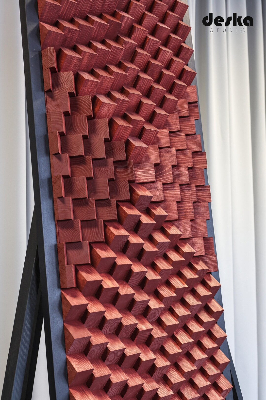 3d Wood Wall Acoustic Panel - Mahogany - Hand Oiled Sound Acoustic Diffuser - Wall Decor ...