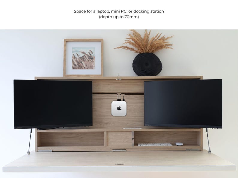 Wall-mounted Foldable Desk for Dual 27" Monitors, Large Murphy Desk for ...