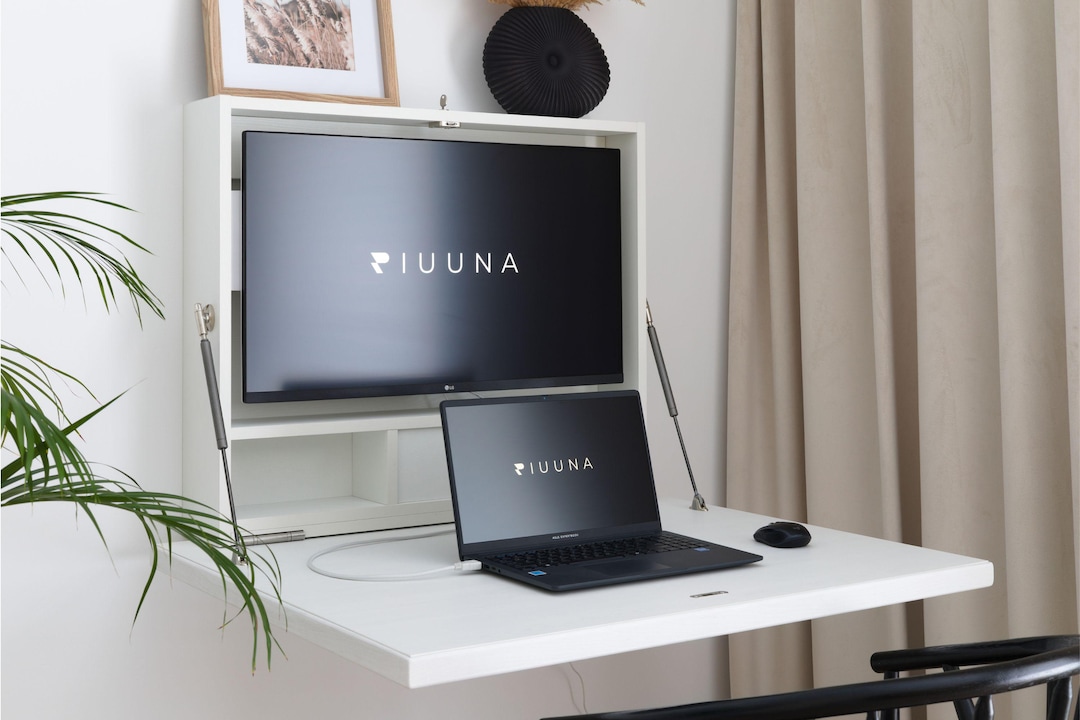 Wall-mounted Foldable Desk for 32” Monitor, Large Floating Murphy Desk ...