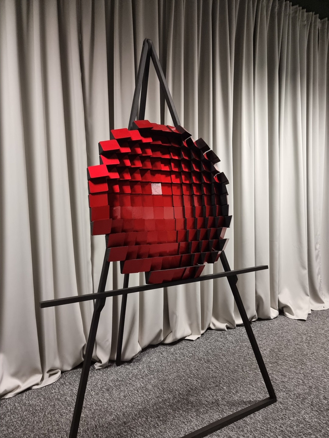 Wood Wall Art - Amazing Art - Sound Diffuser - Metallic Red Wood Panel ...