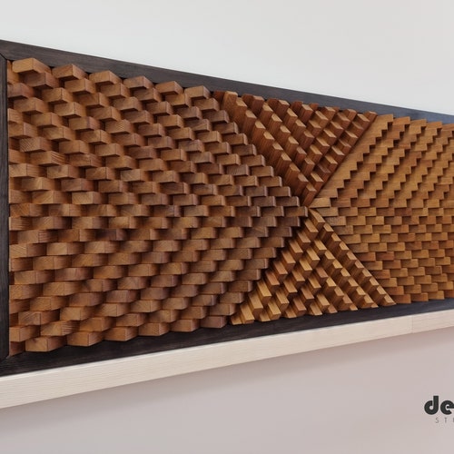 Acoustic Panel Black Sound Diffuser Large Wood Wall Art - Etsy