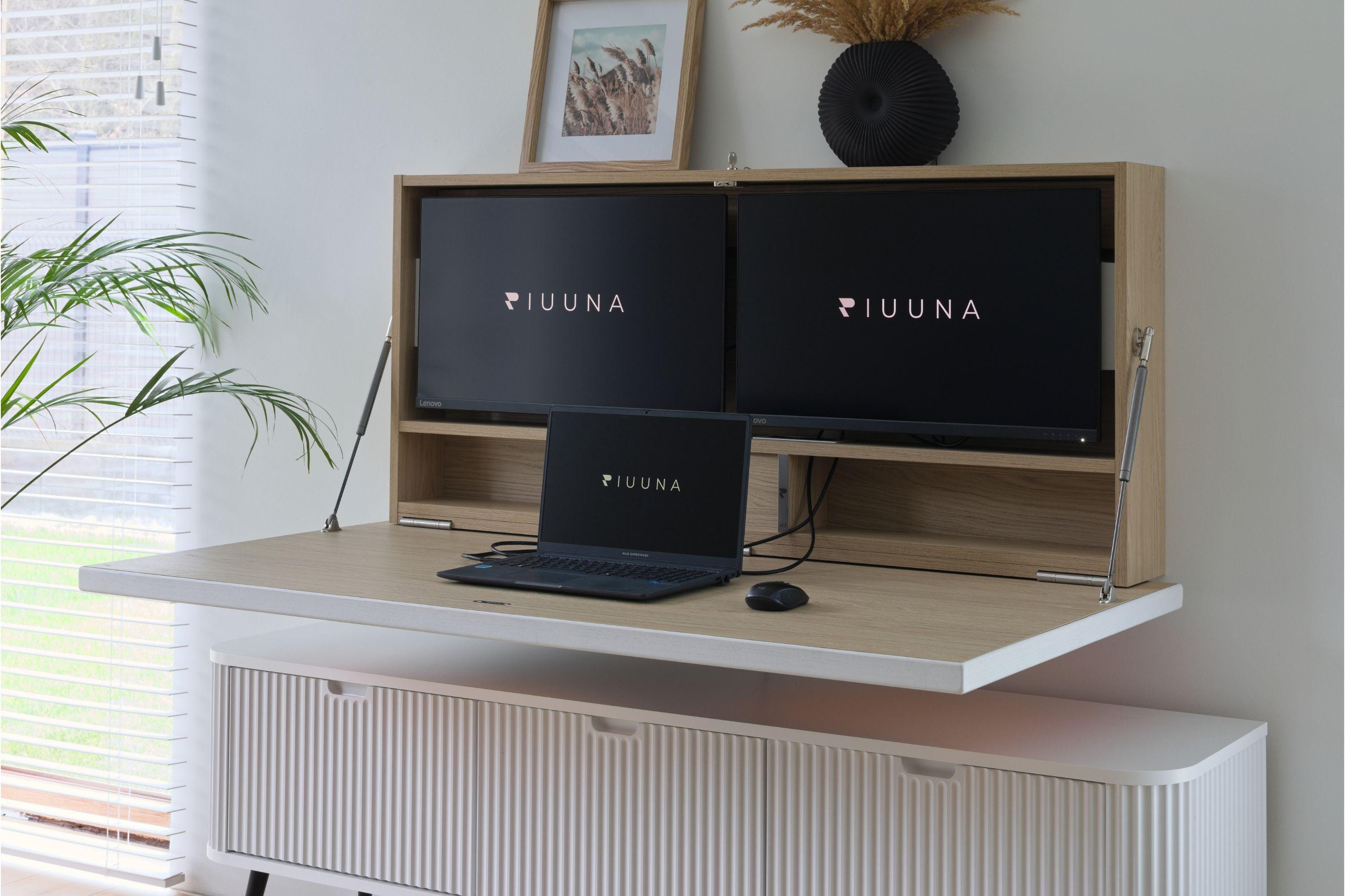 Wall-mounted Foldable Desk for Dual 27" Monitors, Large Murphy Desk for ...