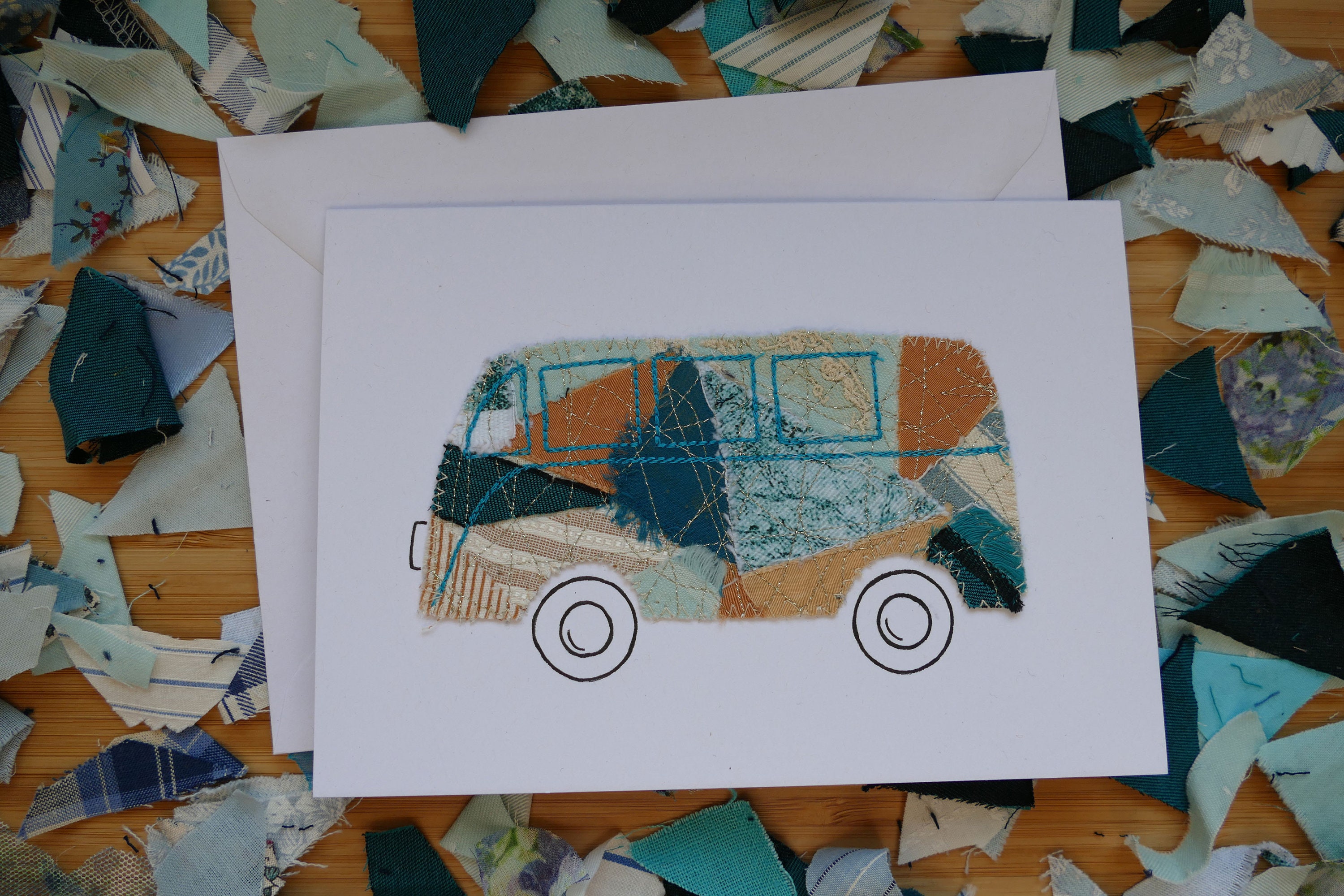 Handmade Large Fabric Camper Van Card in 'sandy Shore' - Etsy UK