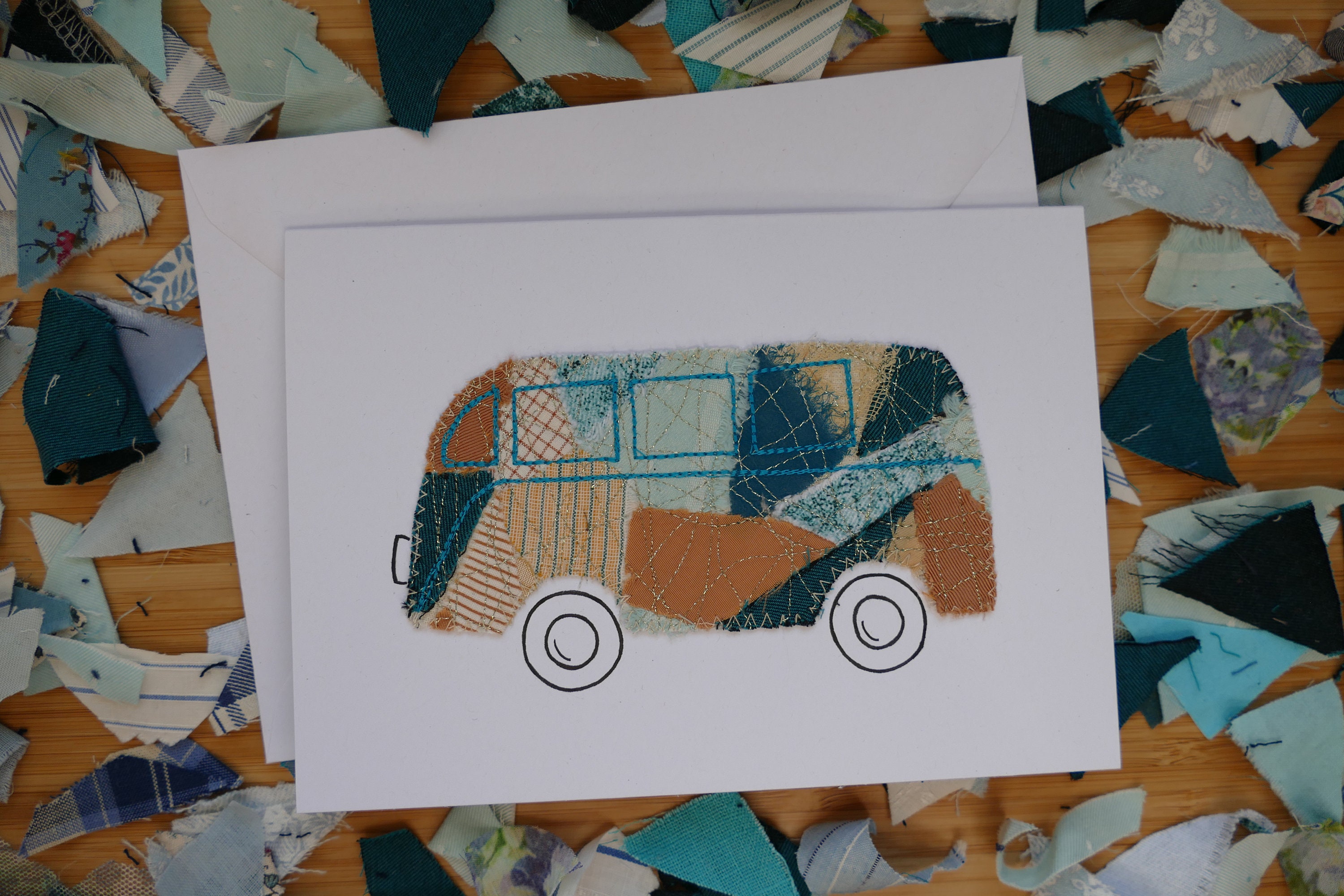 Handmade Large Fabric Camper Van Card in 'sandy Shore' - Etsy UK